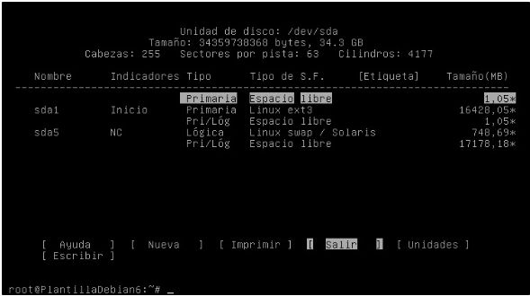 Comando cfdisk - EcuRed