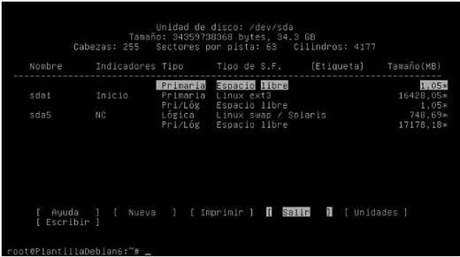 Comando cfdisk - EcuRed